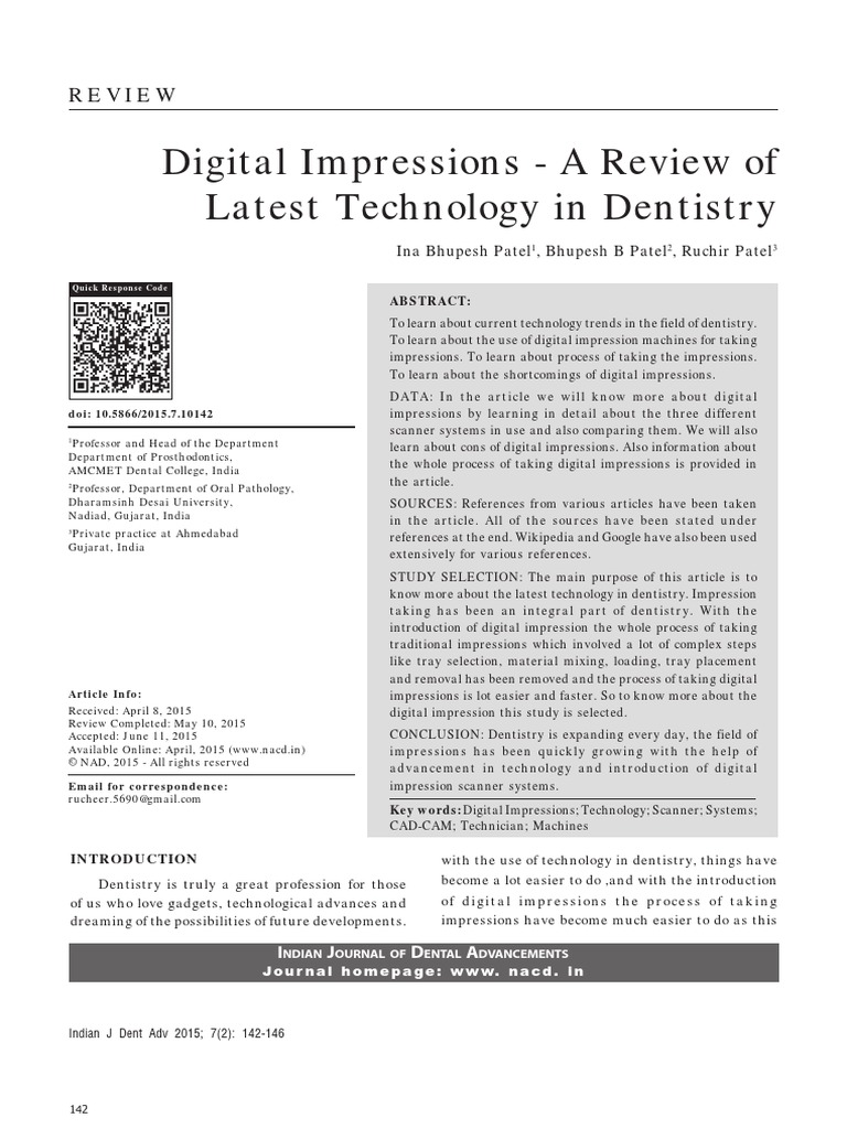 Digital Impressions - A Review of Latest PDF | PDF | Image Scanner ...