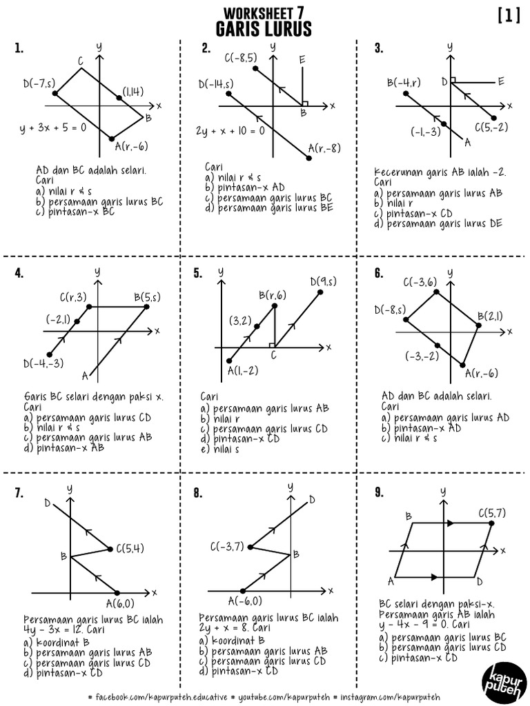 (Worksheet) Garis Lurus 7 | PDF