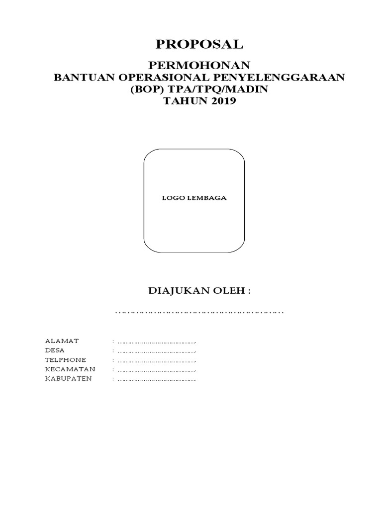 Contoh Proposal Bop TPQ Madin | PDF