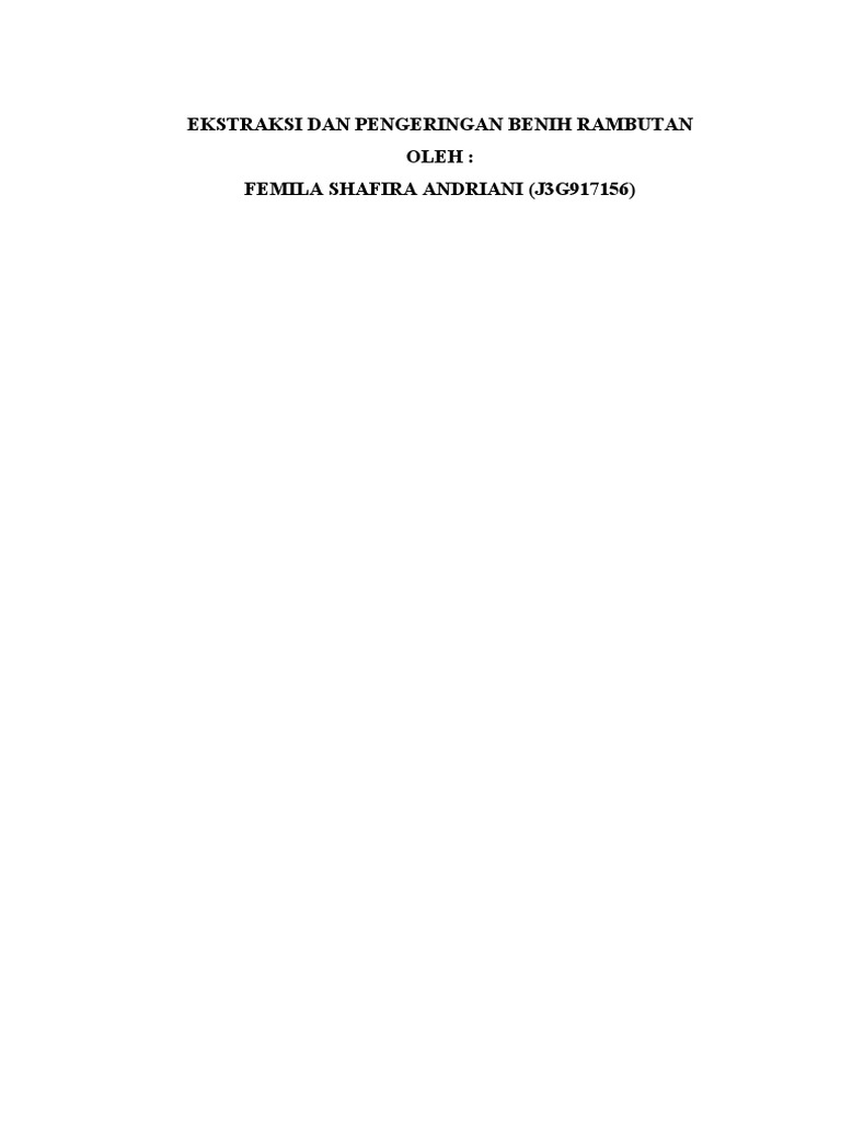 EKSTRAKSI DAN PENGERINGAN BENIH RAMBUTAN Fix | PDF