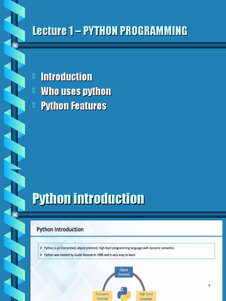 Lecture-1 (Python Introduction) | PDF