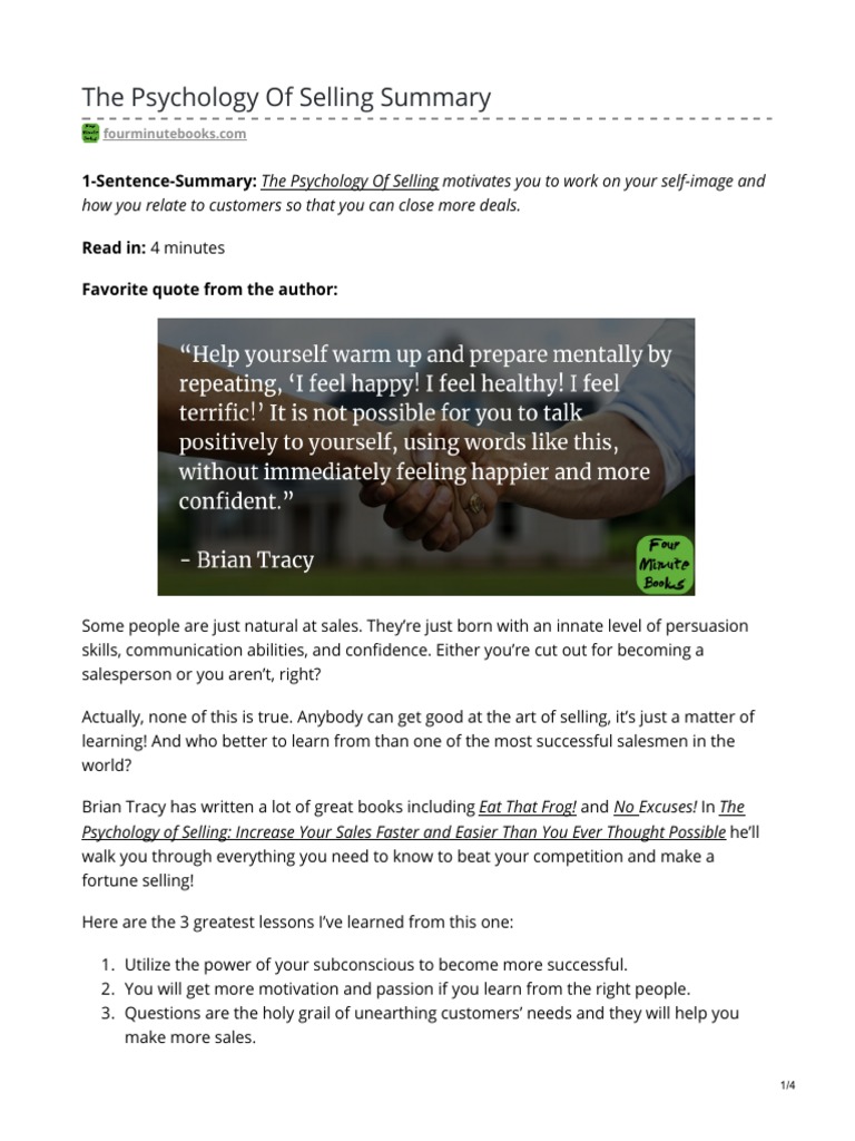 The Psychology of Selling Summary | PDF | Sales | Action (Philosophy)