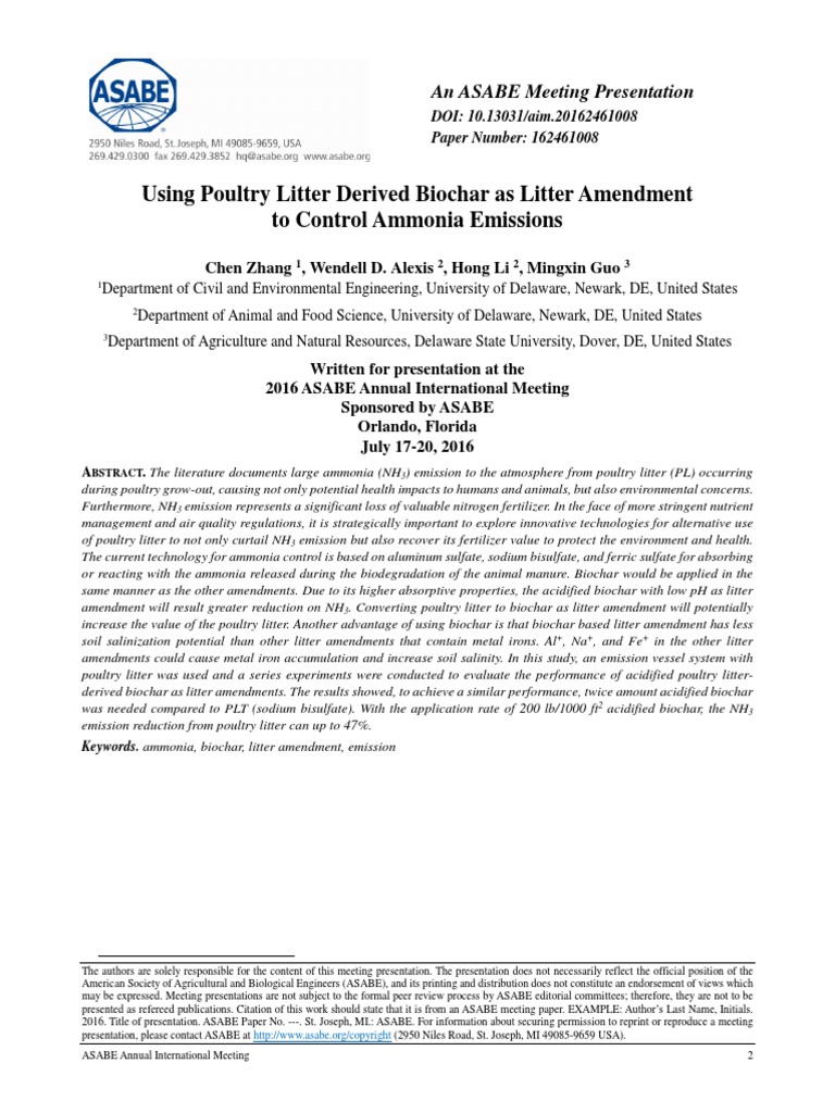 Using Poultry Litter Derived Biochar As Litter Amendment To Cont 2016 ...