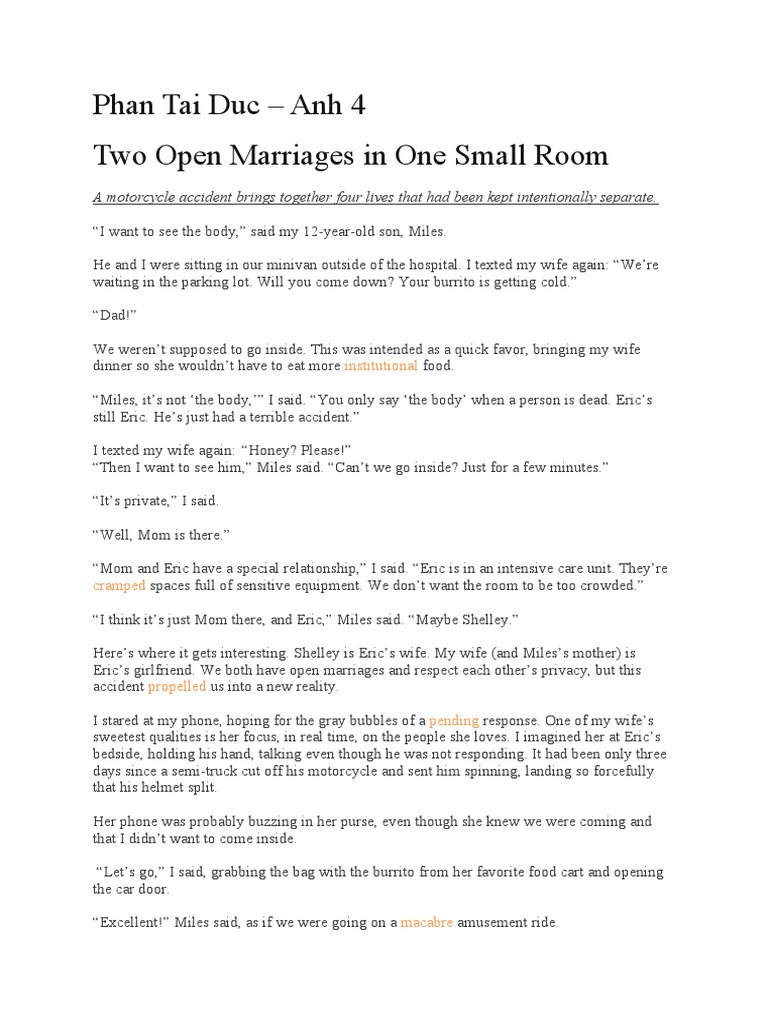 Two Open Marriages in One Small Room | PDF | Marriage