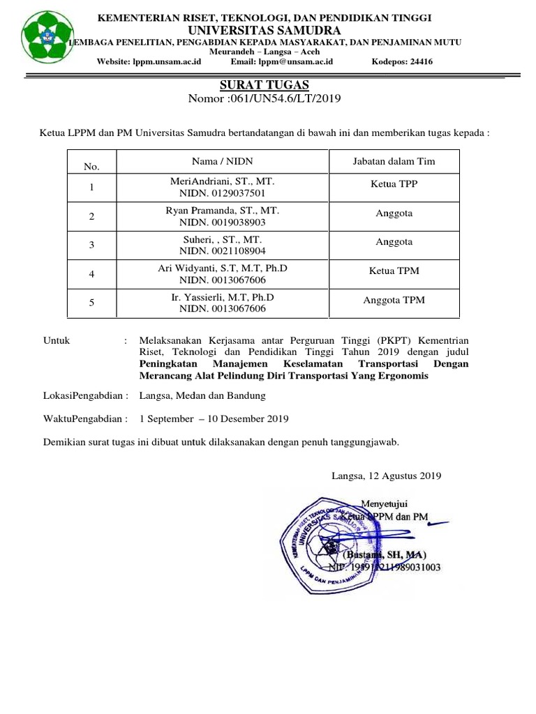 Kop Surat LPPM Unsam | PDF
