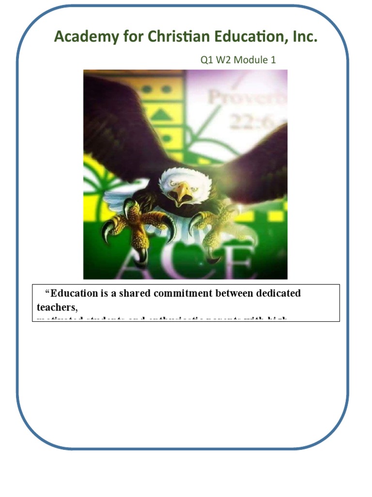 Academy For Christian Education, Inc.: Q1 W2 Module 1 | PDF | Learning ...