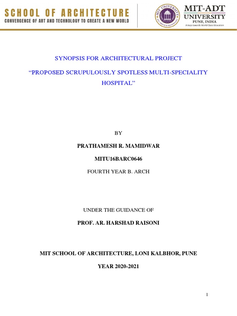 Synopsis For Architectural Thesis Project - Healthcare Design | PDF ...