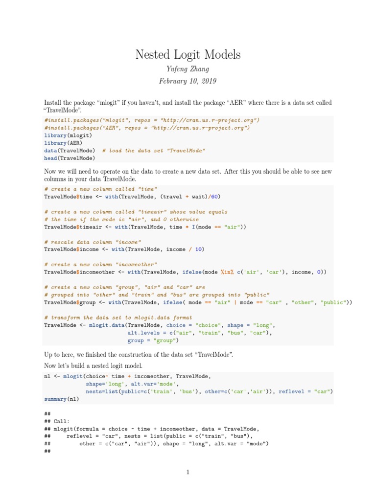 Nested Logit Models | PDF | Scientific Modeling | Statistics