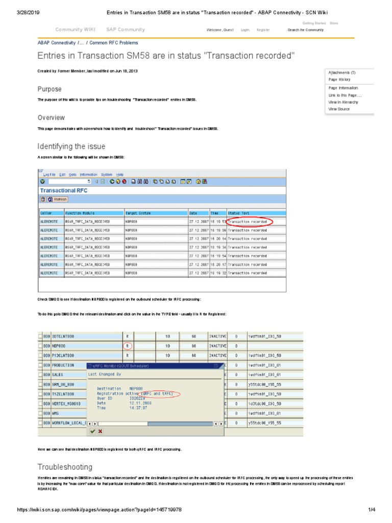 Entries in Transaction SM58 Are in Status - Transaction Recorded - ABAP ...