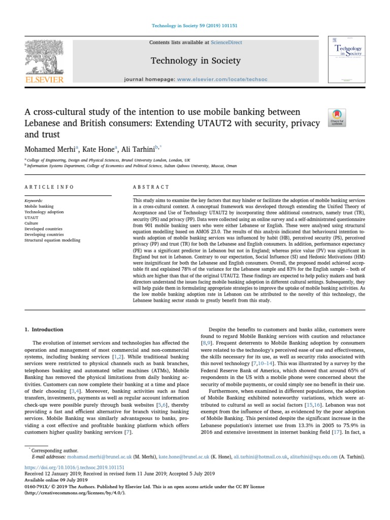 Technology in Society: Sciencedirect | PDF | Structural Equation ...