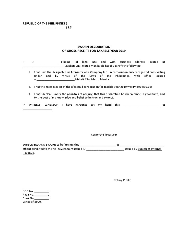 SWORN DECLARATION of Sales | PDF