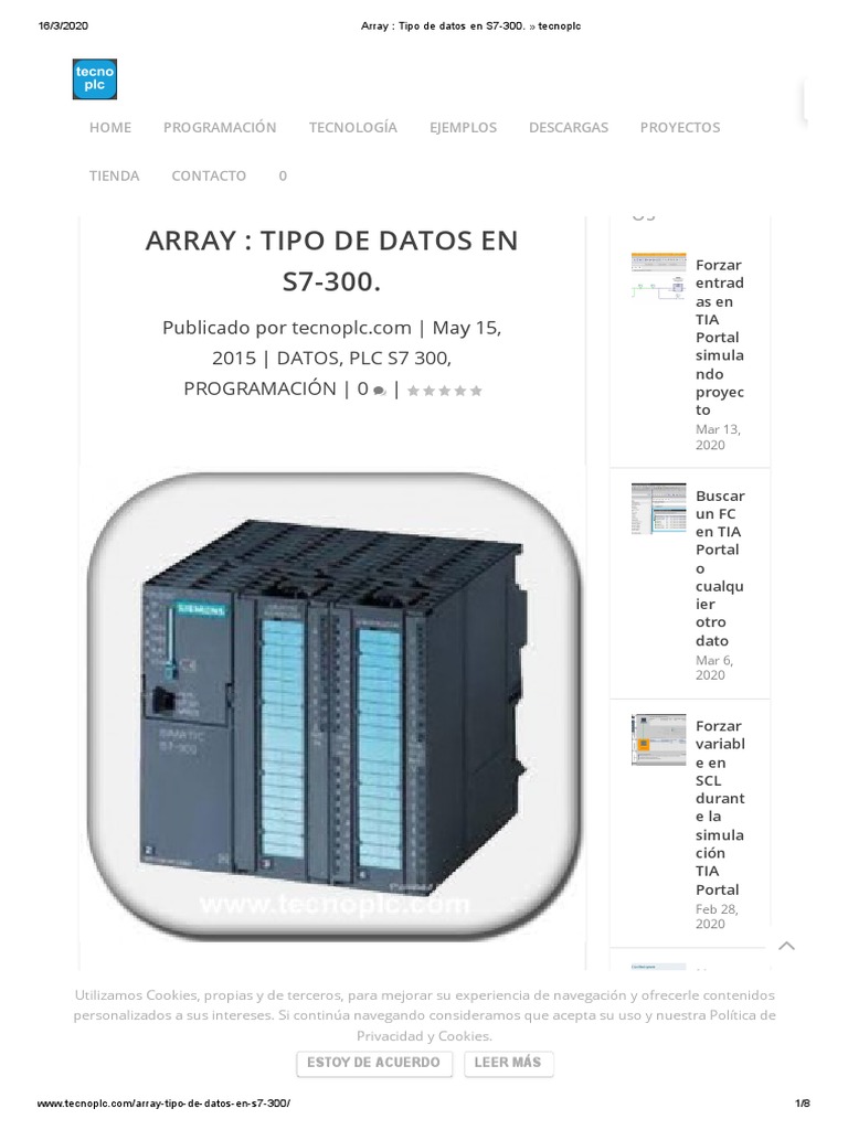 Tipo de Datos en S7-300 | PDF | Cookie HTTP | Estructura de datos de matriz