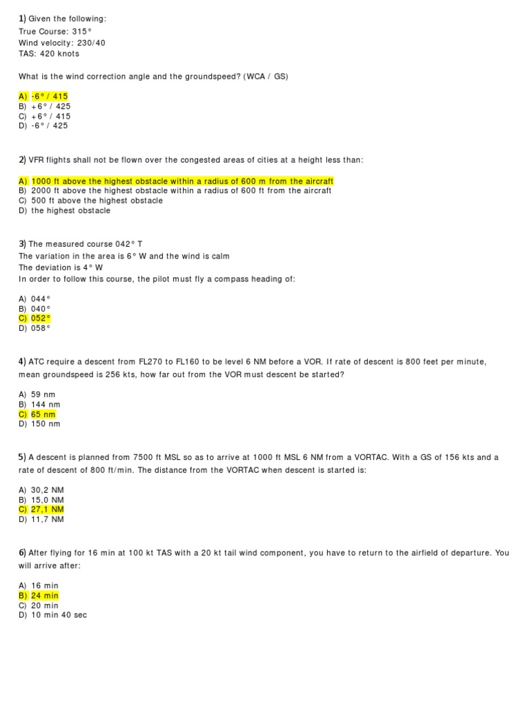 Flight Planning and Monitoring Quiz | PDF | Instrument Flight Rules ...