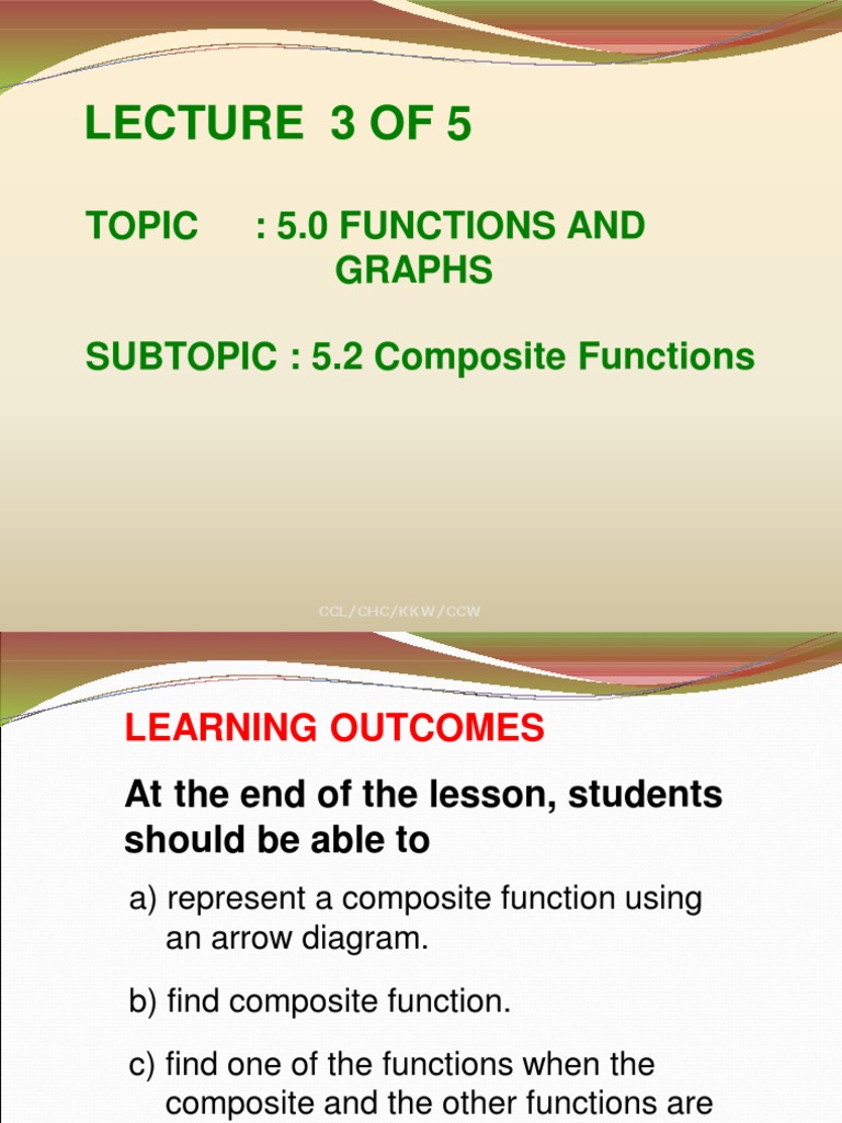 Lecture 3 of 5: Topic: 5.0 Functions and Graphs SUBTOPIC: 5.2 Composite ...