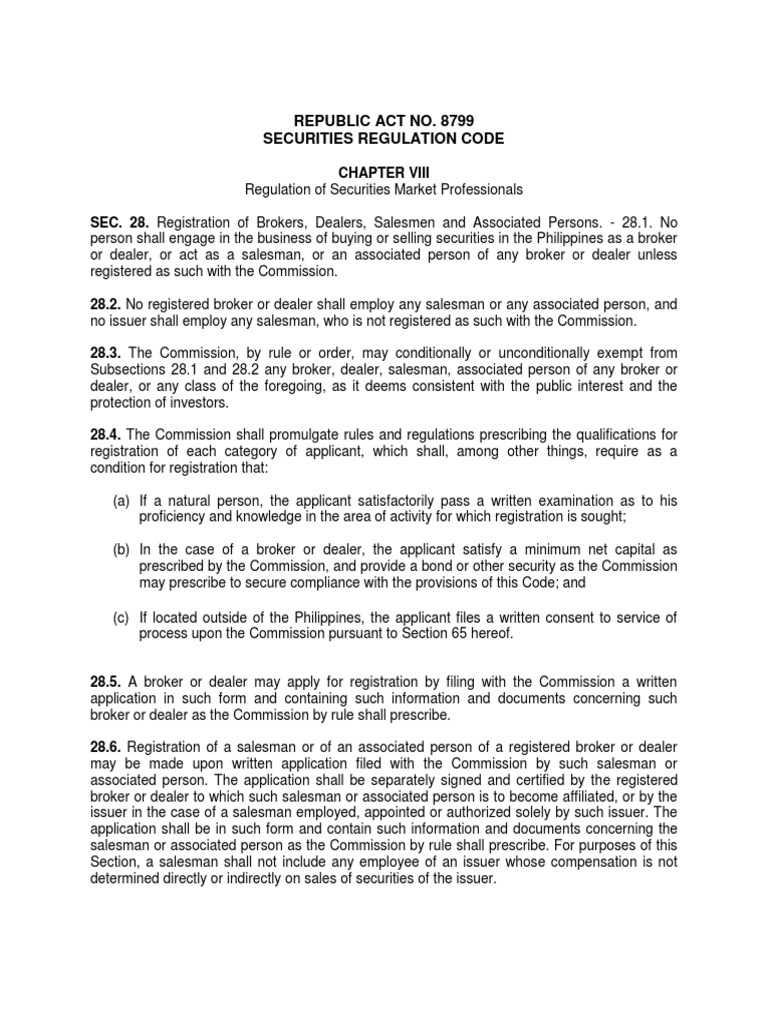 Amended IRR of The SRC - Sec.28 | PDF | Securities (Finance) | Social ...