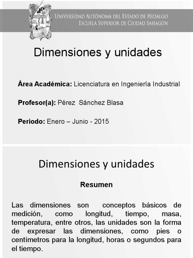 Unidades y Dimensiones Básicas | PDF | Dimensión | Sistema ...