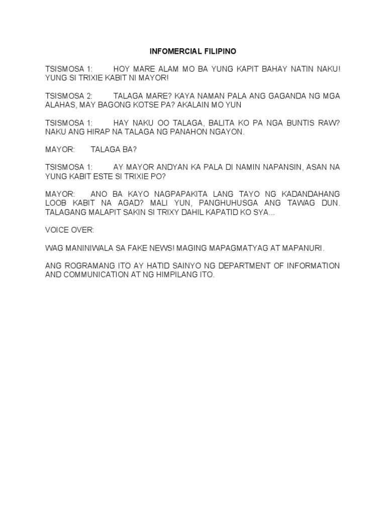 Infomercial Filipino | PDF