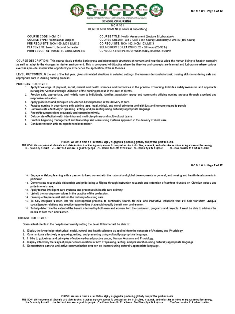 NCM 101 Health Assessment | PDF | Evidence Based Medicine | Nursing