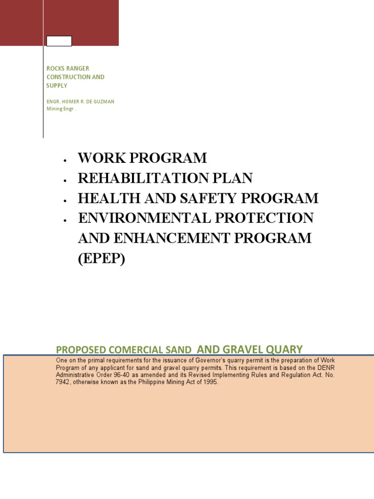 Work Program Rehabilitation Plan Health and Safety Program ...
