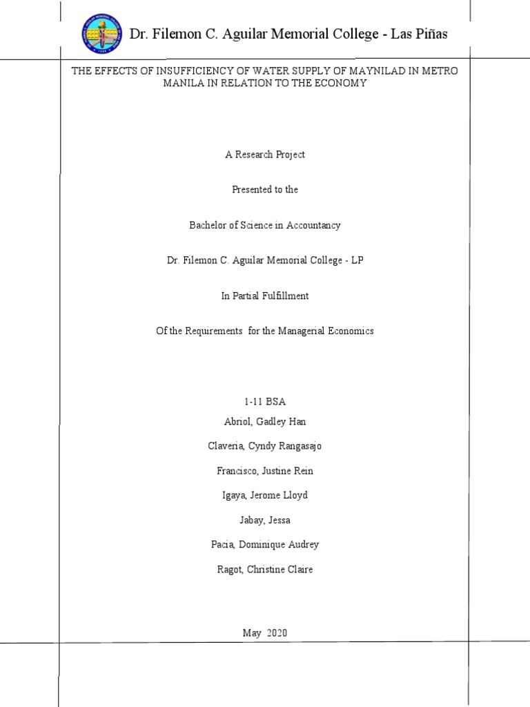Dr. Filemon C. Aguilar Memorial College - Las Piñas | PDF | Sewage ...