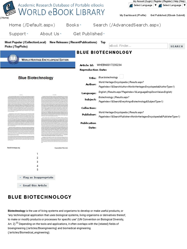 Blue Biotechnology: Home (/default - Aspx) Books Search ...
