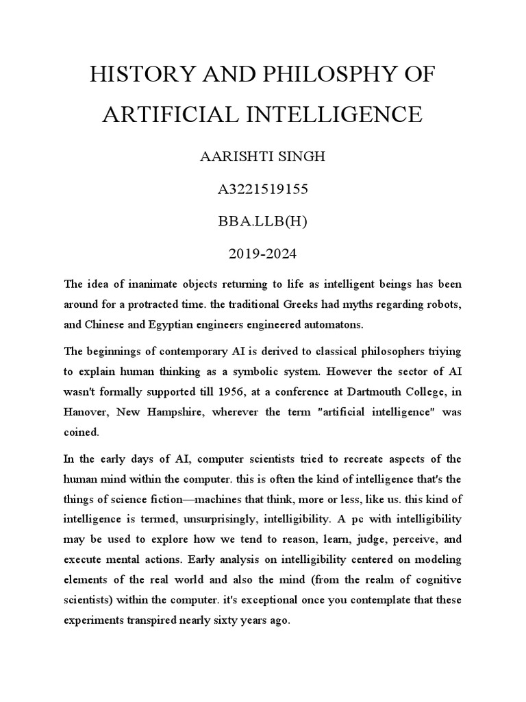 History and Philosphy of Artificial Intelligence | PDF | Artificial ...