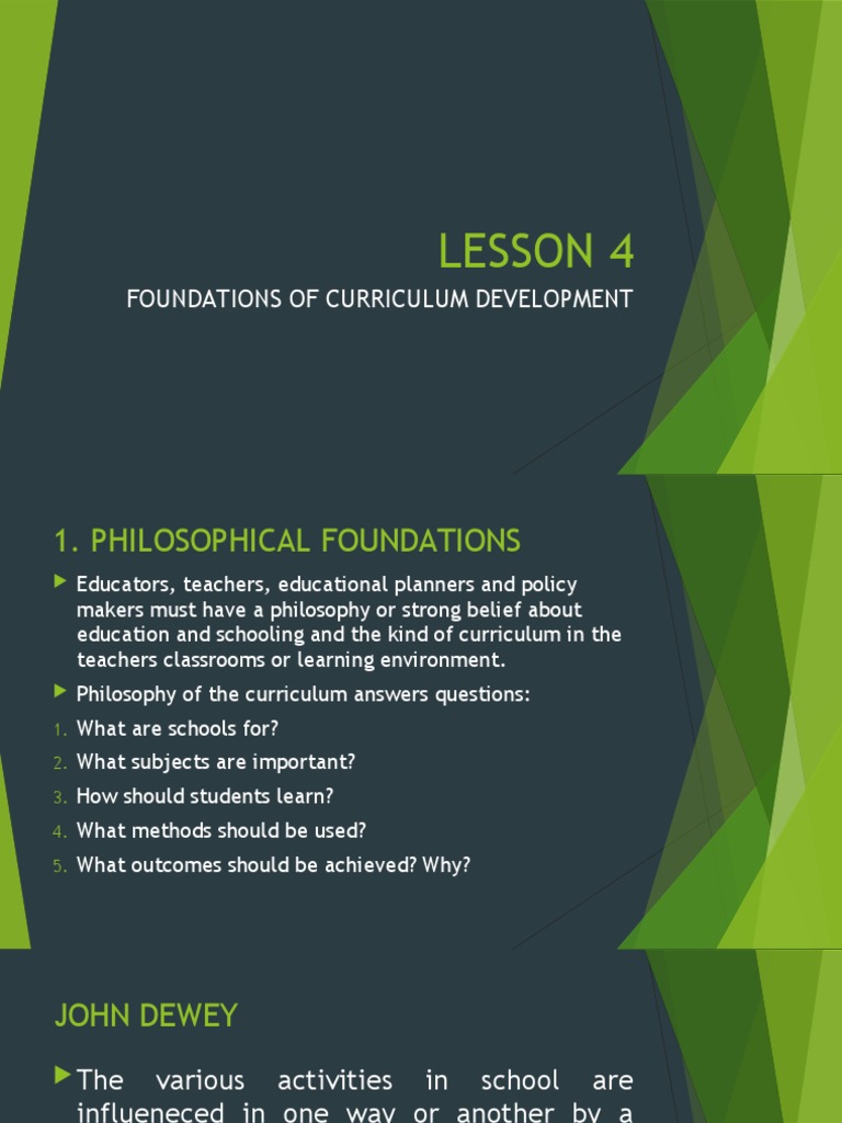 Lesson 4: Foundations of Curriculum Development | PDF | Curriculum ...