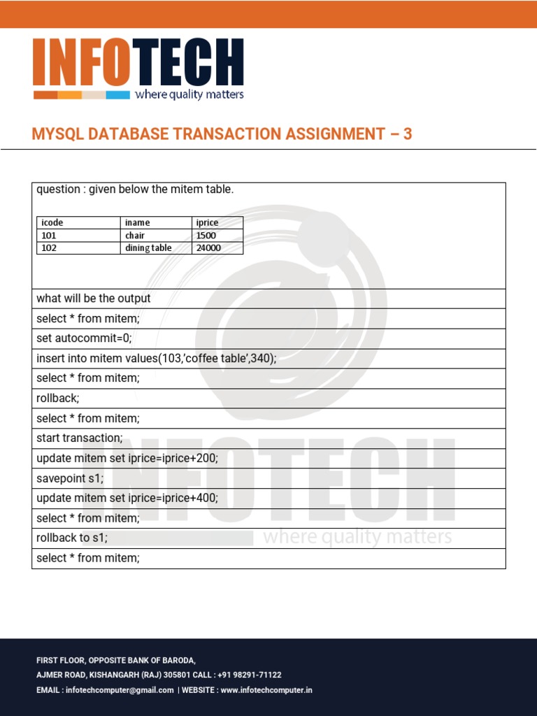 MYSQL Assignments Final PDF | PDF