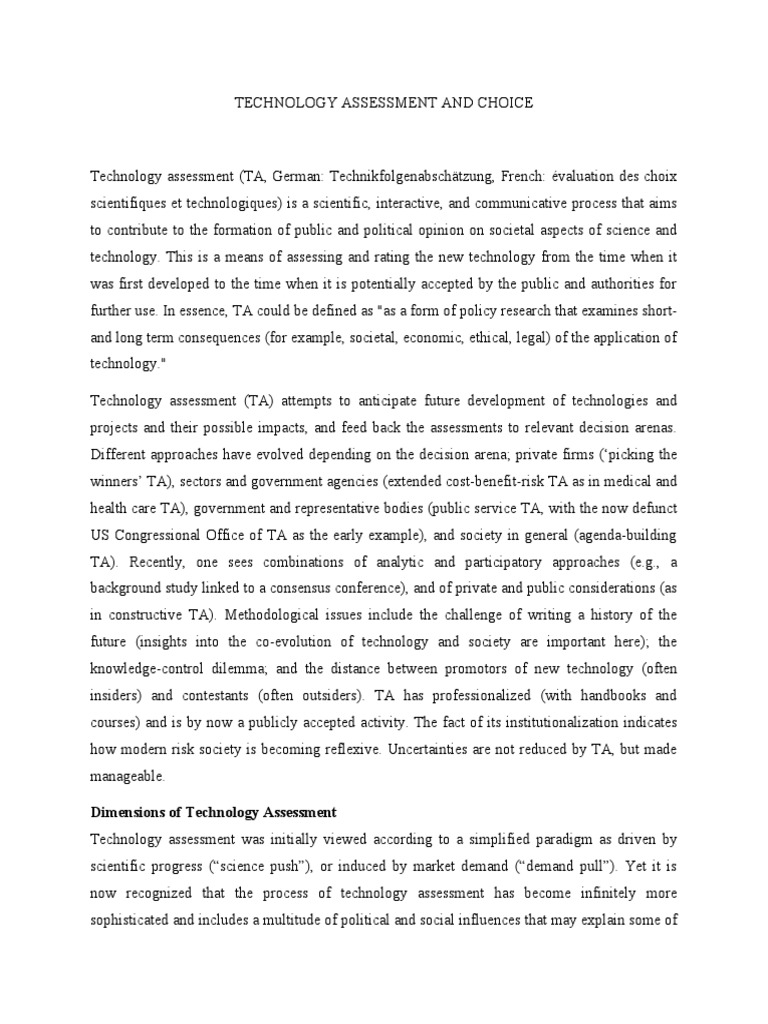 Technology Assessment | PDF | Motivation | Motivational