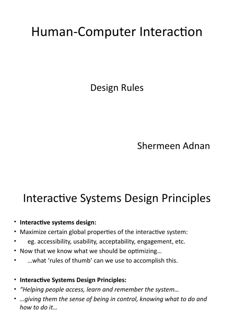 HCI Lect - 11 Interactive System Design Principle | PDF | Usability | Graphical User Interfaces