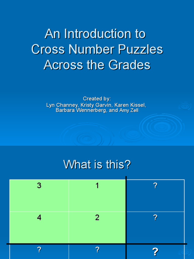An Introduction To Cross Number Puzzles Across The Grades | PDF ...