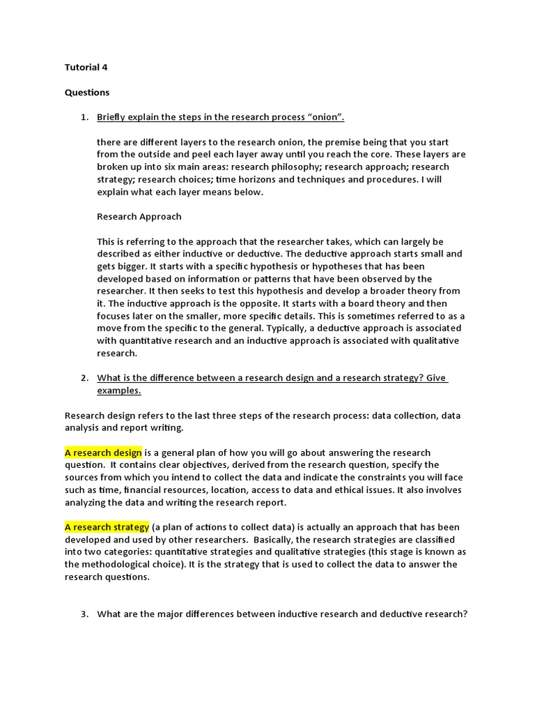 Tutorial 4 Questions | PDF | Qualitative Research | Inductive Reasoning