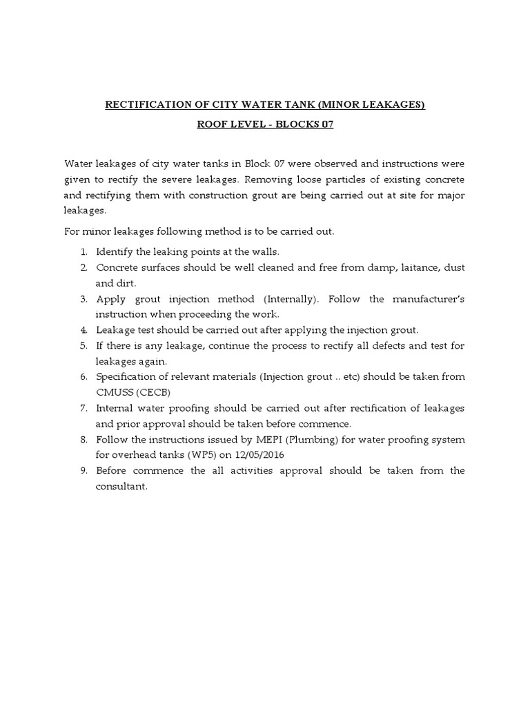 Water Tank Rectification | PDF