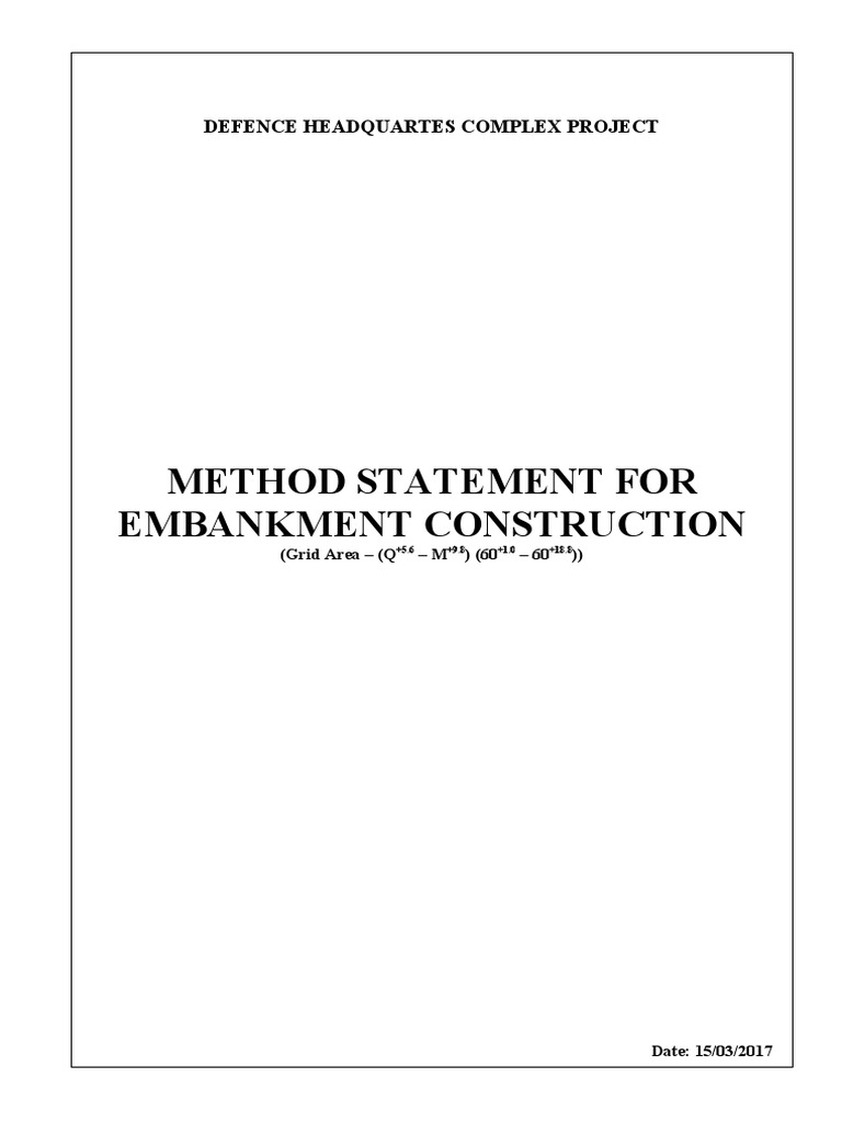 Method Statement For Embankment Filling | PDF | Soil | Civil Engineering