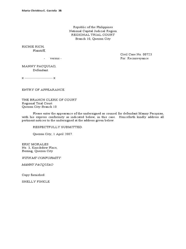 Appearance of Counsel | PDF