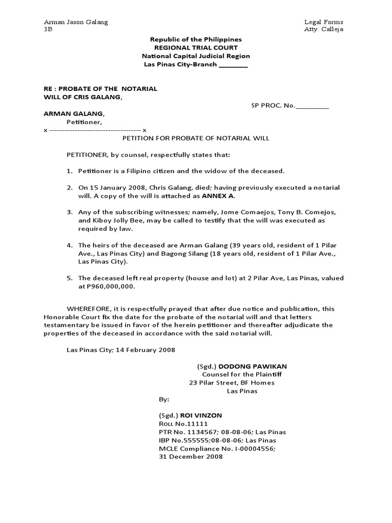 Probate of A Notarial Will | PDF | Affidavit | Justice