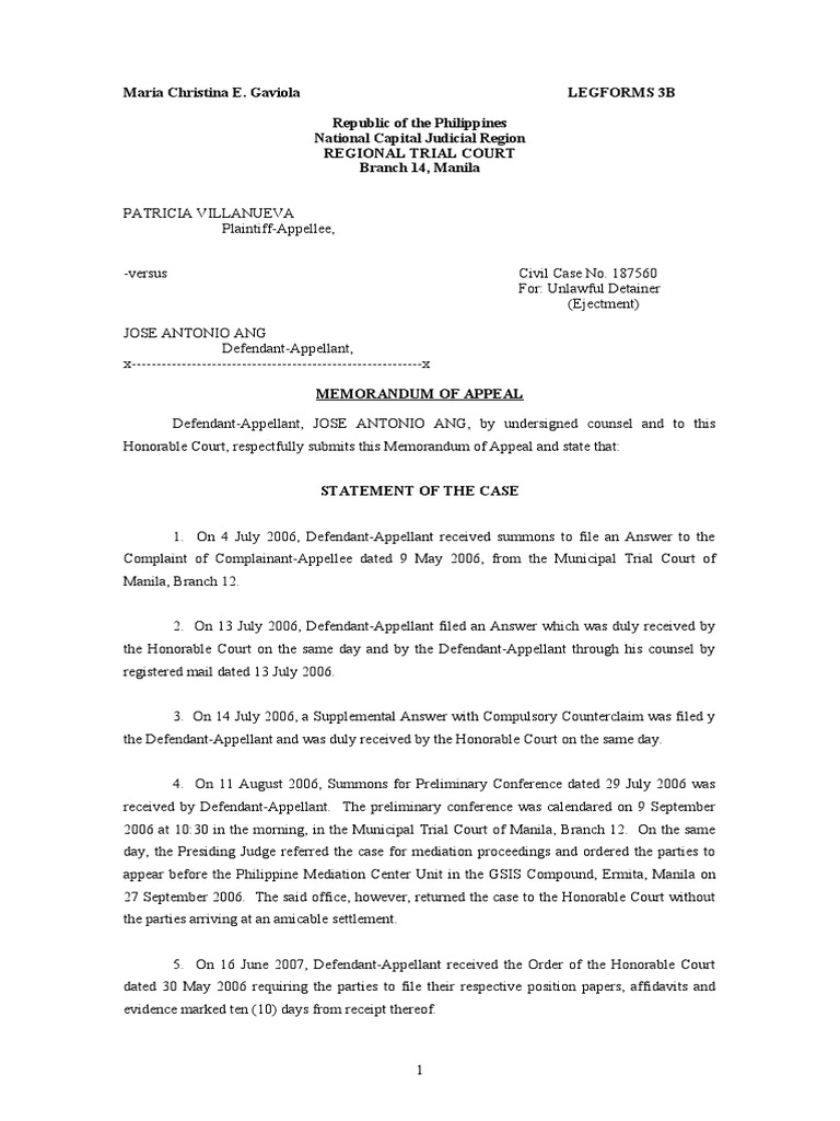 Memo of Appellant MTC To RTC | PDF | Mortgage Law | Lawsuit