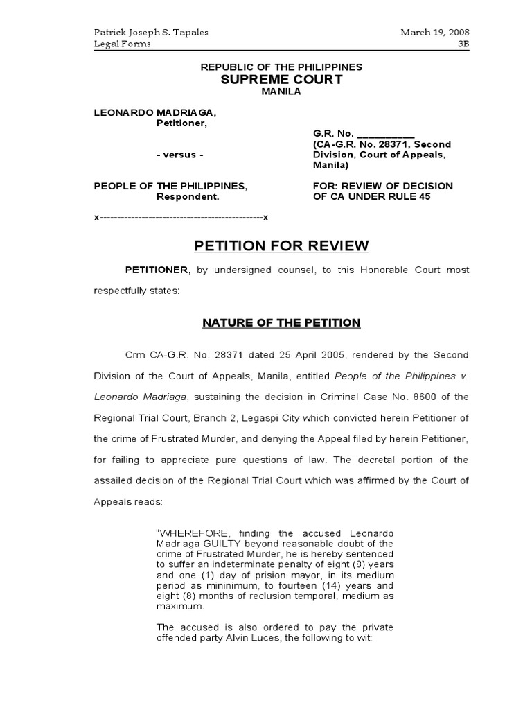 Sample Petition | PDF | Certiorari | Conspiracy (Criminal)