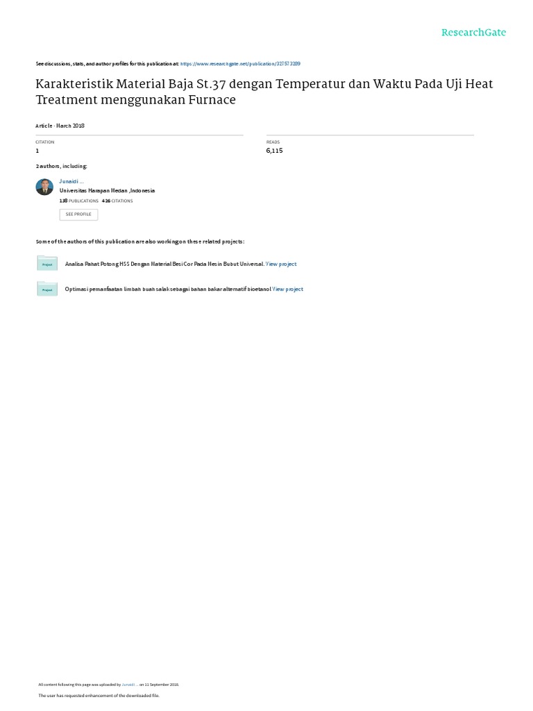 Karakteristik Material Baja St.37 Dengan Temperatur Dan Waktu Pada Uji ...