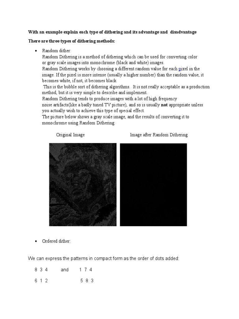 With An Example Explain Each Type of Dithering and Its Advantage and ...