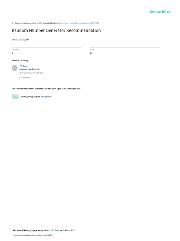 Random Number Generator Recommendation PDF | PDF | Randomness ...