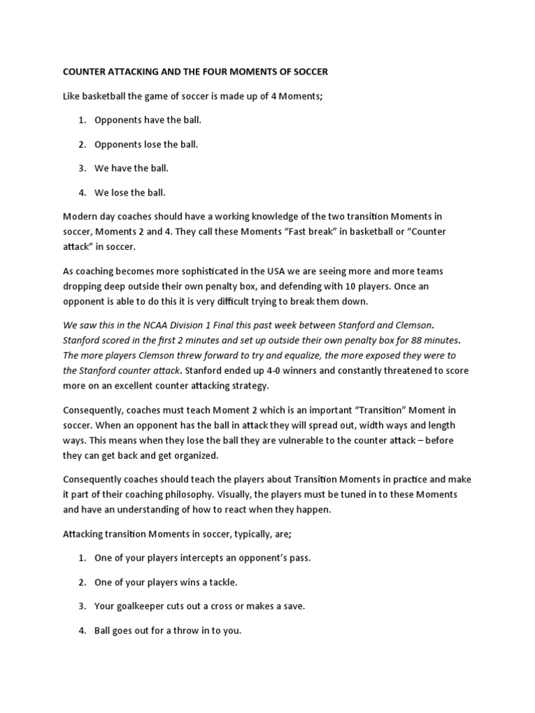 4 MOMENTS OF SOCCER AND COUNTER ATTACKING | PDF