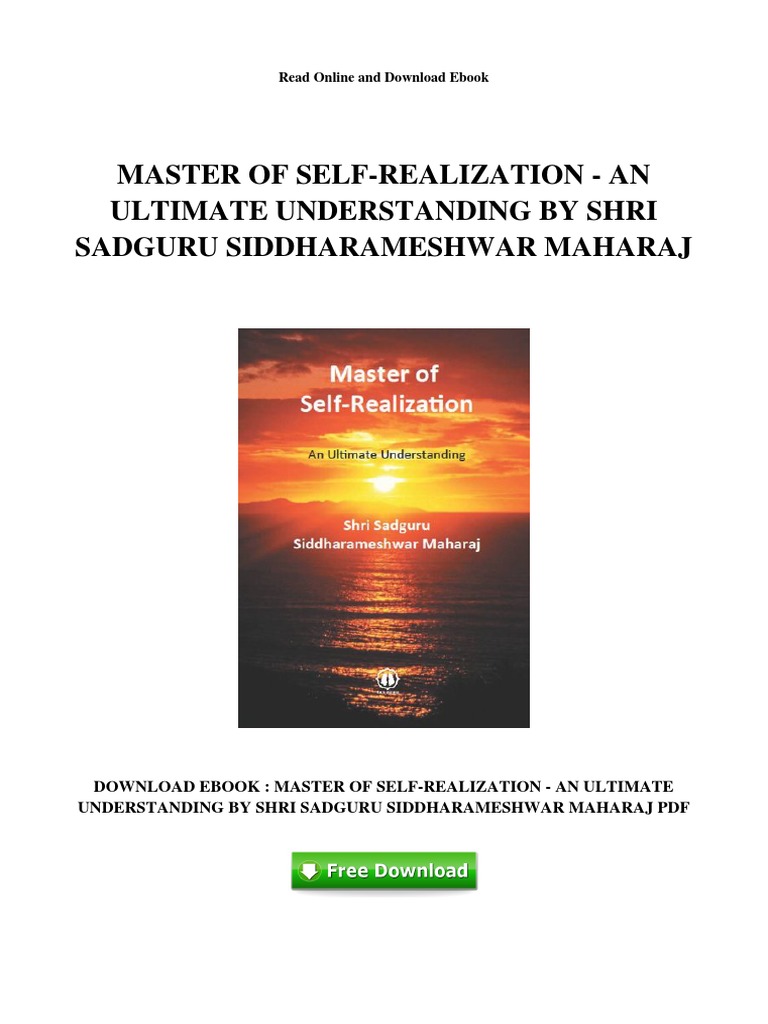 Master of Self Realization An Ultimate Understanding by Shri Sadguru ...