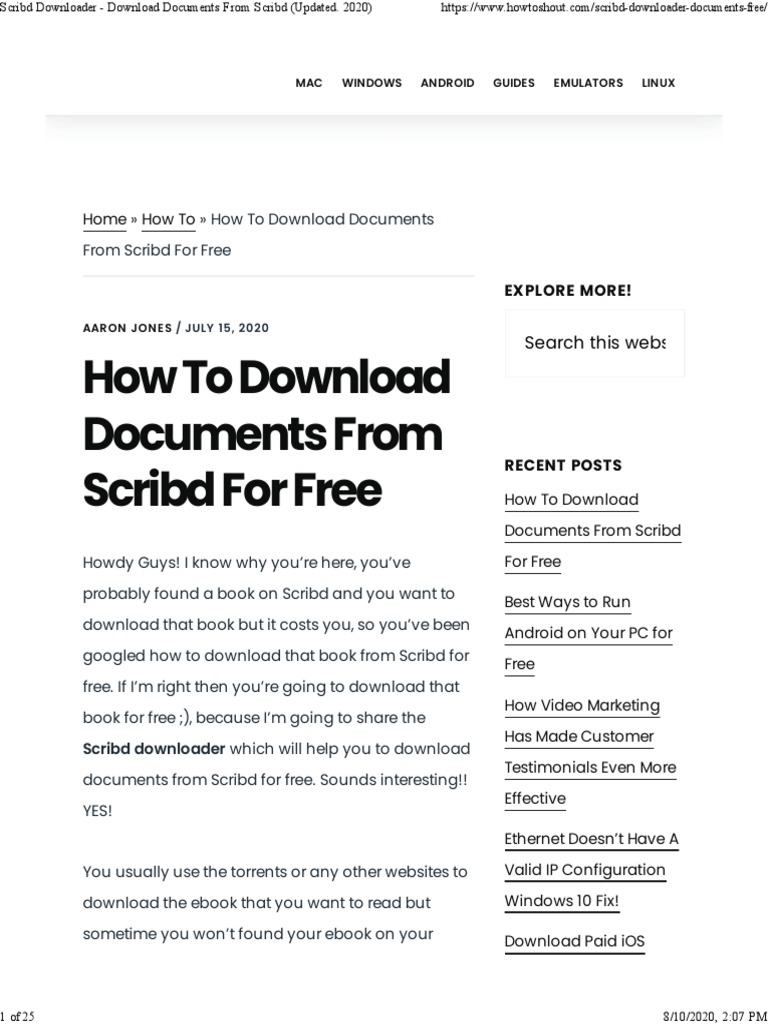 Scribd Downloader - Download Documents From Scribd (Updated. 2020) | PDF | Scribd | Android ...