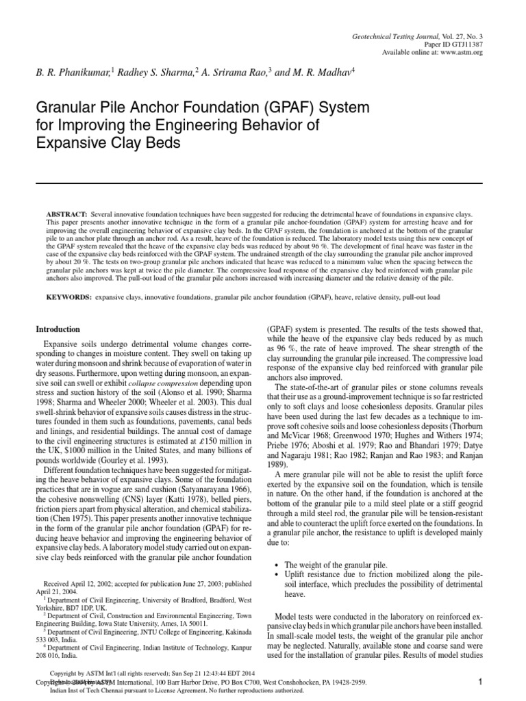 2004 Granular Pile Anchor Foundation (GPAF) System For Improving The ...