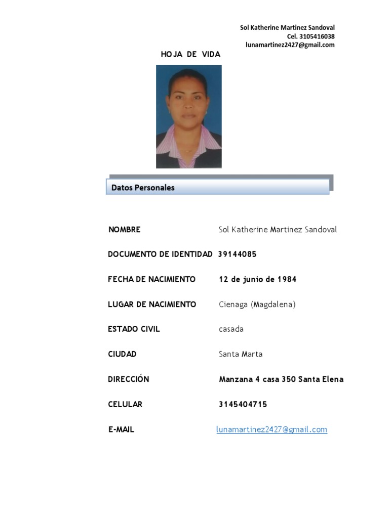 Hoja de Vida de Sol | PDF | Business