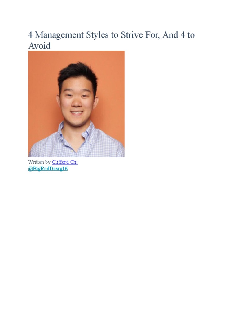 4 Management Styles To Strive For | PDF | Motivation | Motivational