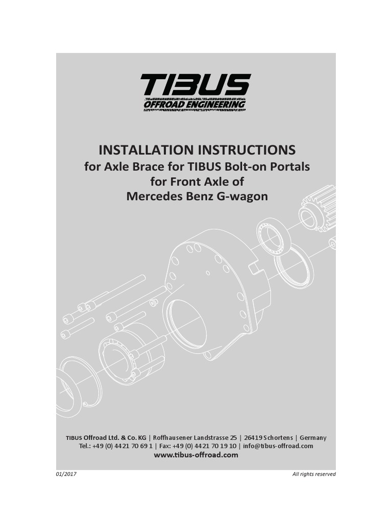 Installation Instructions: For Axle Brace For TIBUS Bolt-On Portals For ...