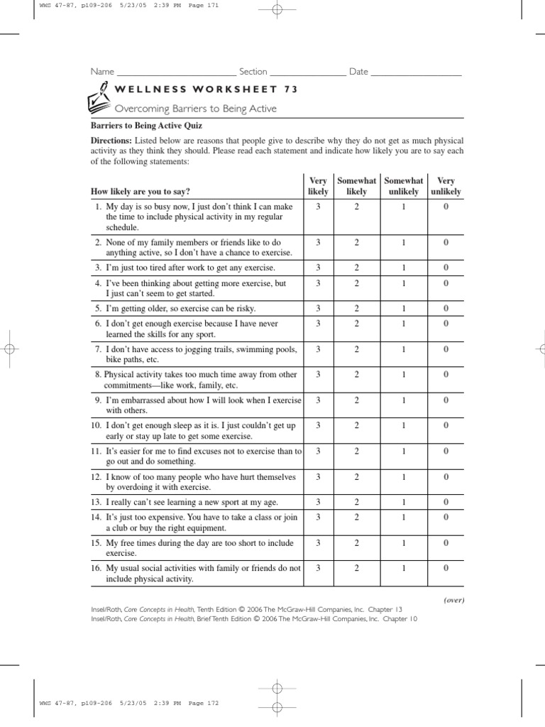Wellness Worksheet2 | PDF | Physical Fitness | Recreation
