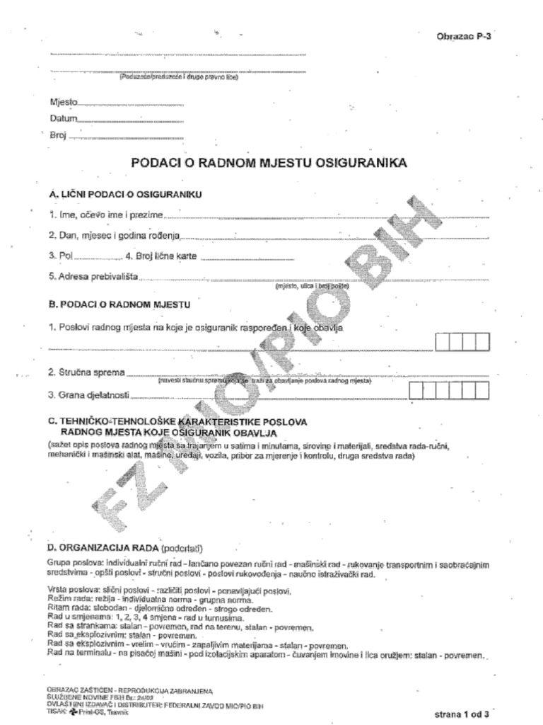 Obrazac P-3 | PDF